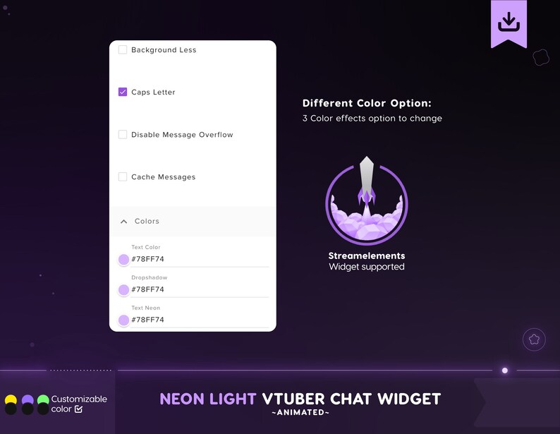 Purple Neon Light COD Twitch Chat Widget with Custom Colour Alert Icon ...