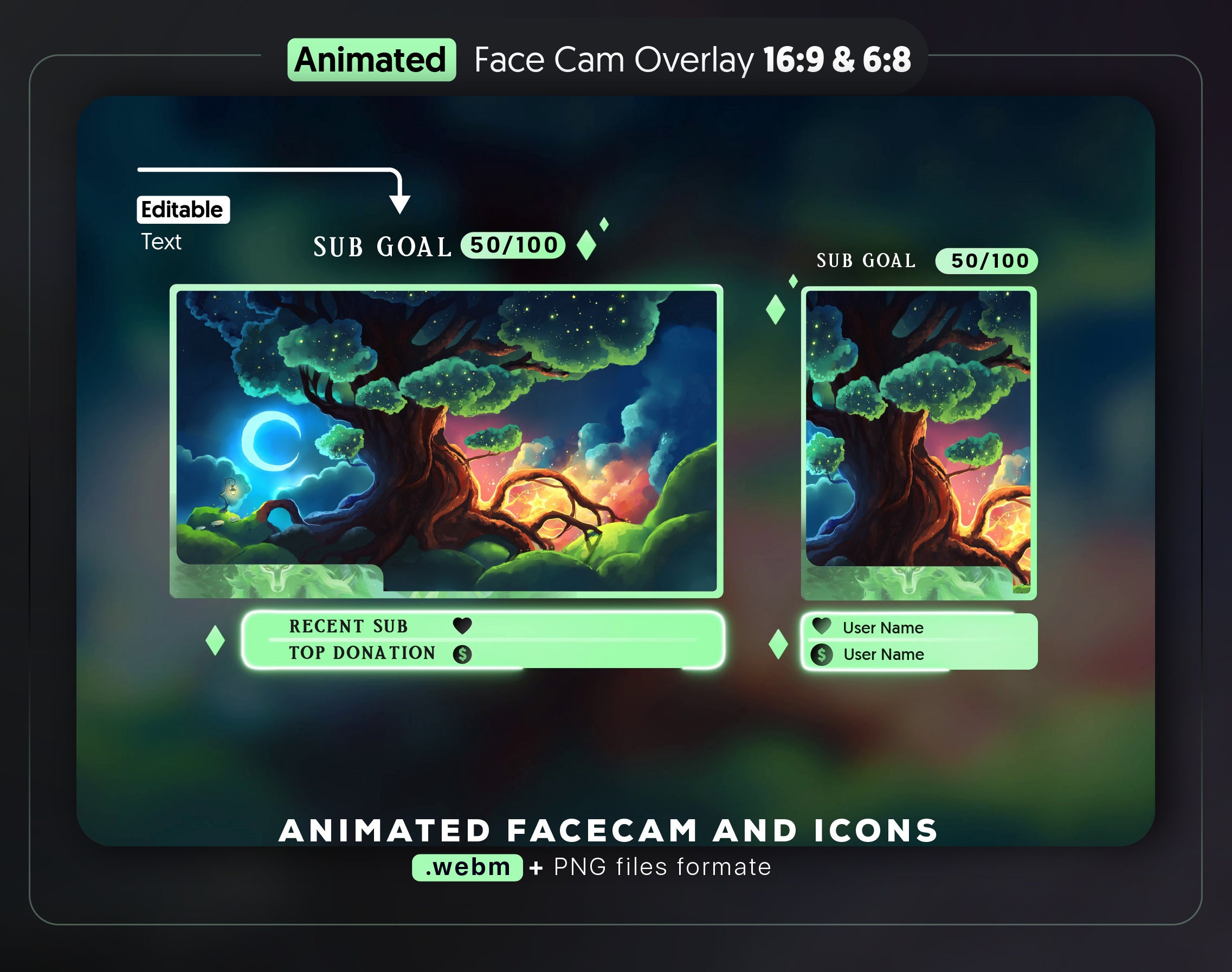 Purple and Green Dream Forest Charming Animated Face-cam Overlay and ...