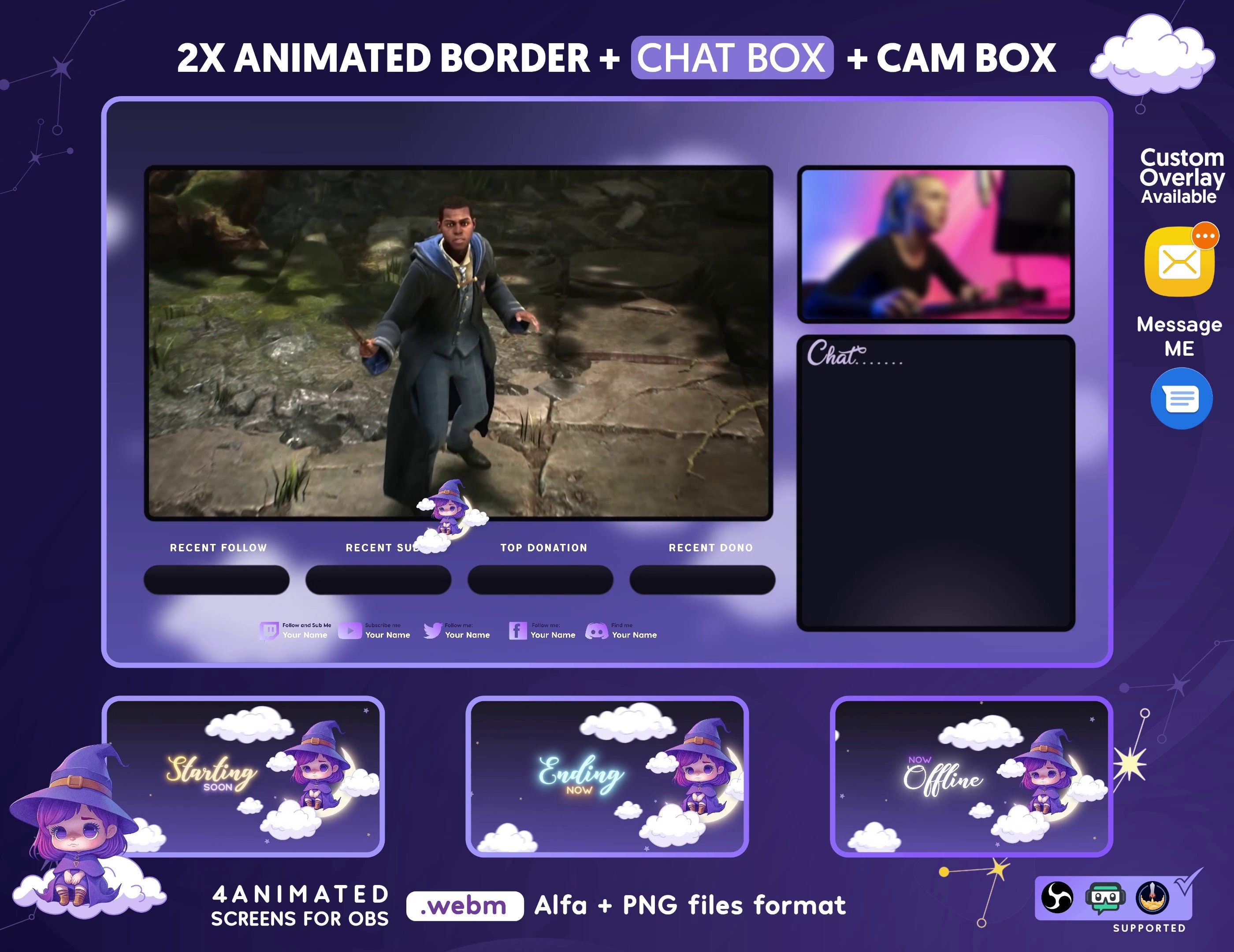 Animated moon Witch Complete Stream Bundle Twitch Youtube Kick Witch ...