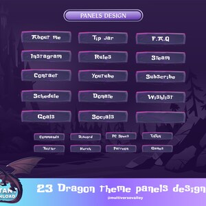 Dragon Theme Twitch Overlay Package Purple Dragon Screens, Separate PNG ...
