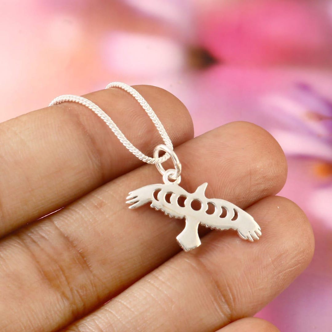 Sterling Silver Raven Charm With Moon Phases - Etsy