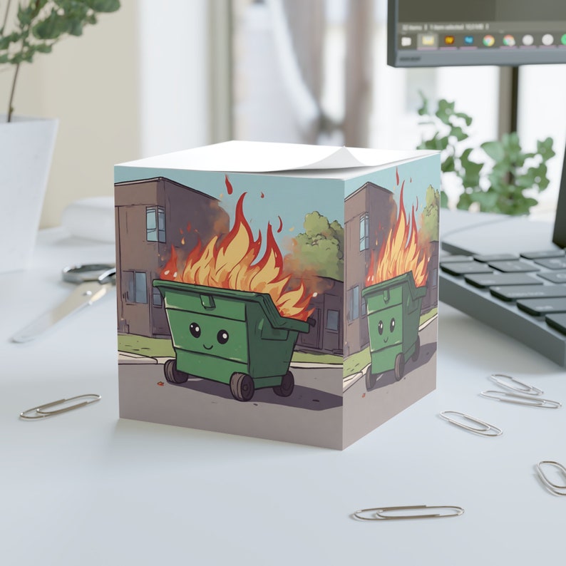 Dumpster Fire Sticky Note Cube - Etsy