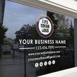 Personalized Business Window Decal With Full Color Logo, Window Decal ...
