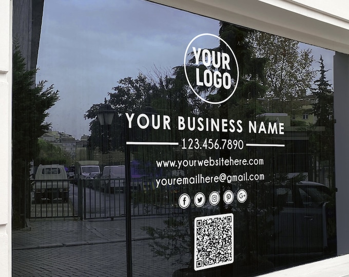 Personalized Business Window Decal With QR - 6 Year Rating / Storefront ...