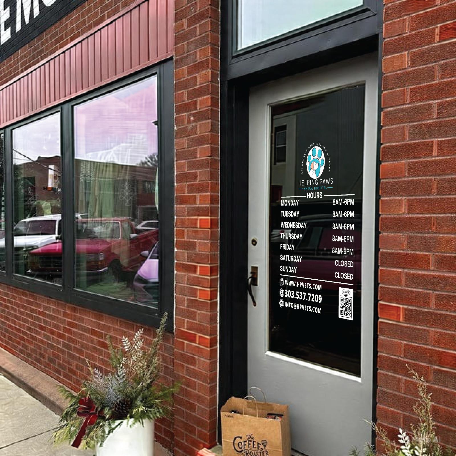 Shop Hours Decal - Window Decals - Storefront Hours Decal With Color ...