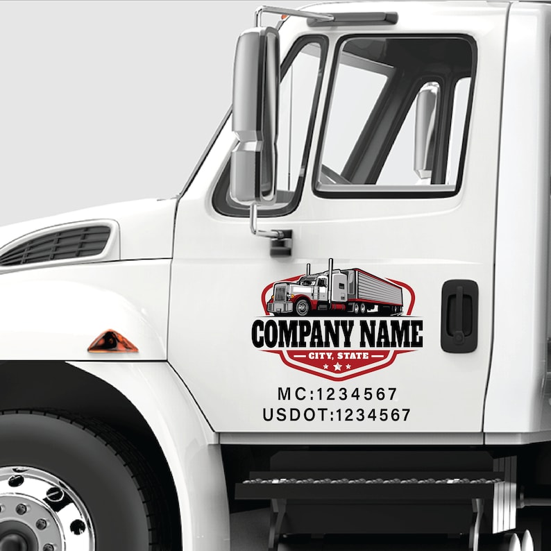 Pair of 2- US DOT Transportation Truck Decal- Truck Lettering, Company ...
