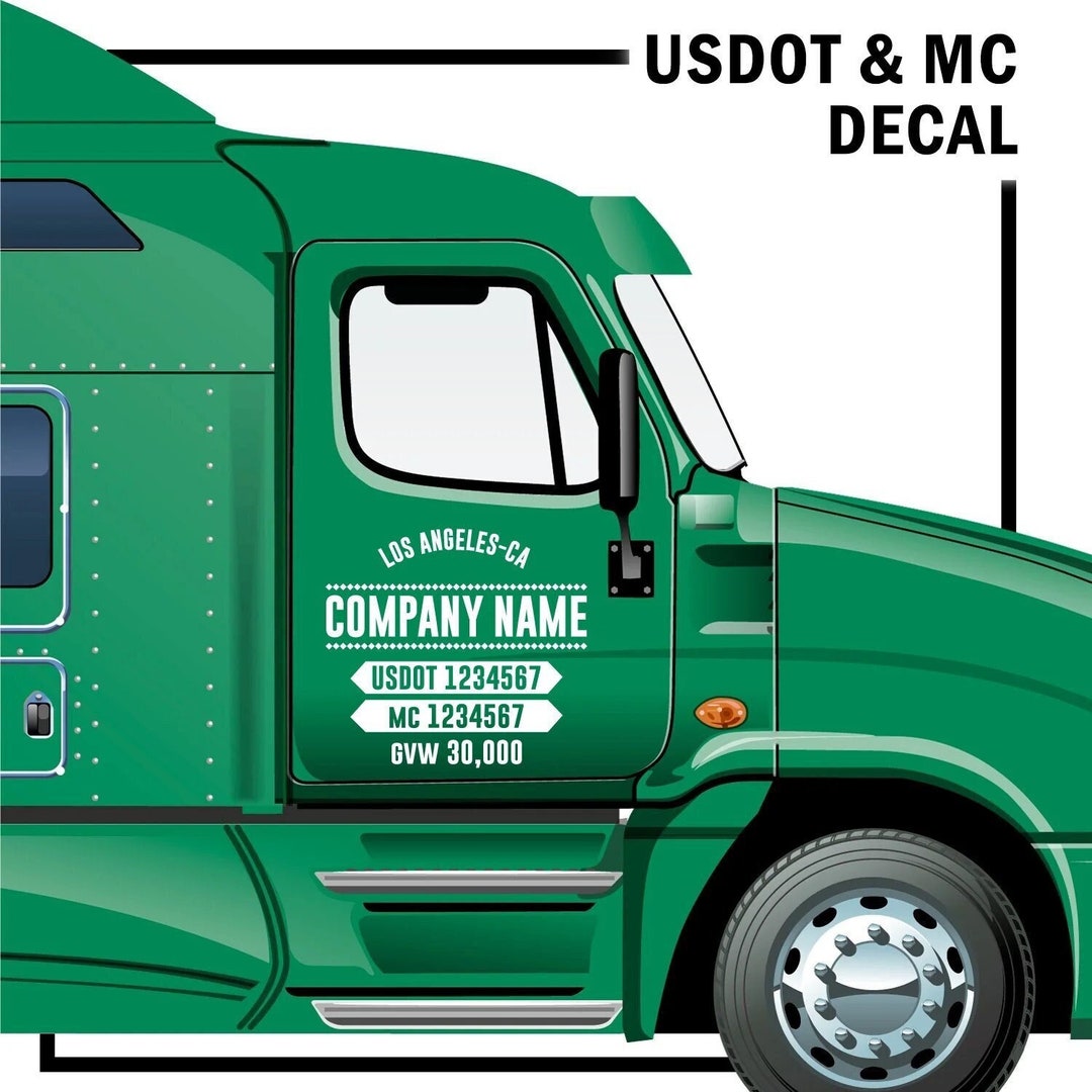 Pair of 2 - US DOT Number Sticker- Truck Lettering, MC Number - Truck ...
