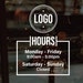 Shop Hours Decal Logo Hour Sign Business Hours Sign Storefront Hours ...