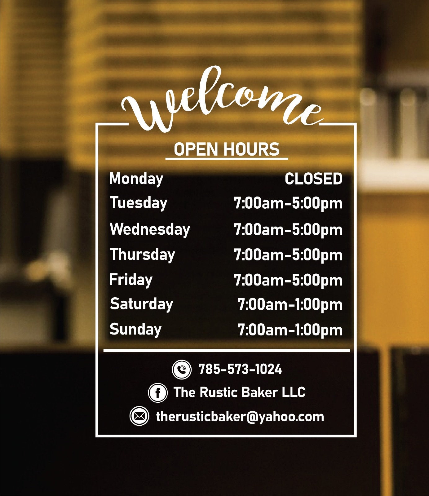 Shop Hours Decal - Store Hours Signs - Hours of Operation Sticker ...