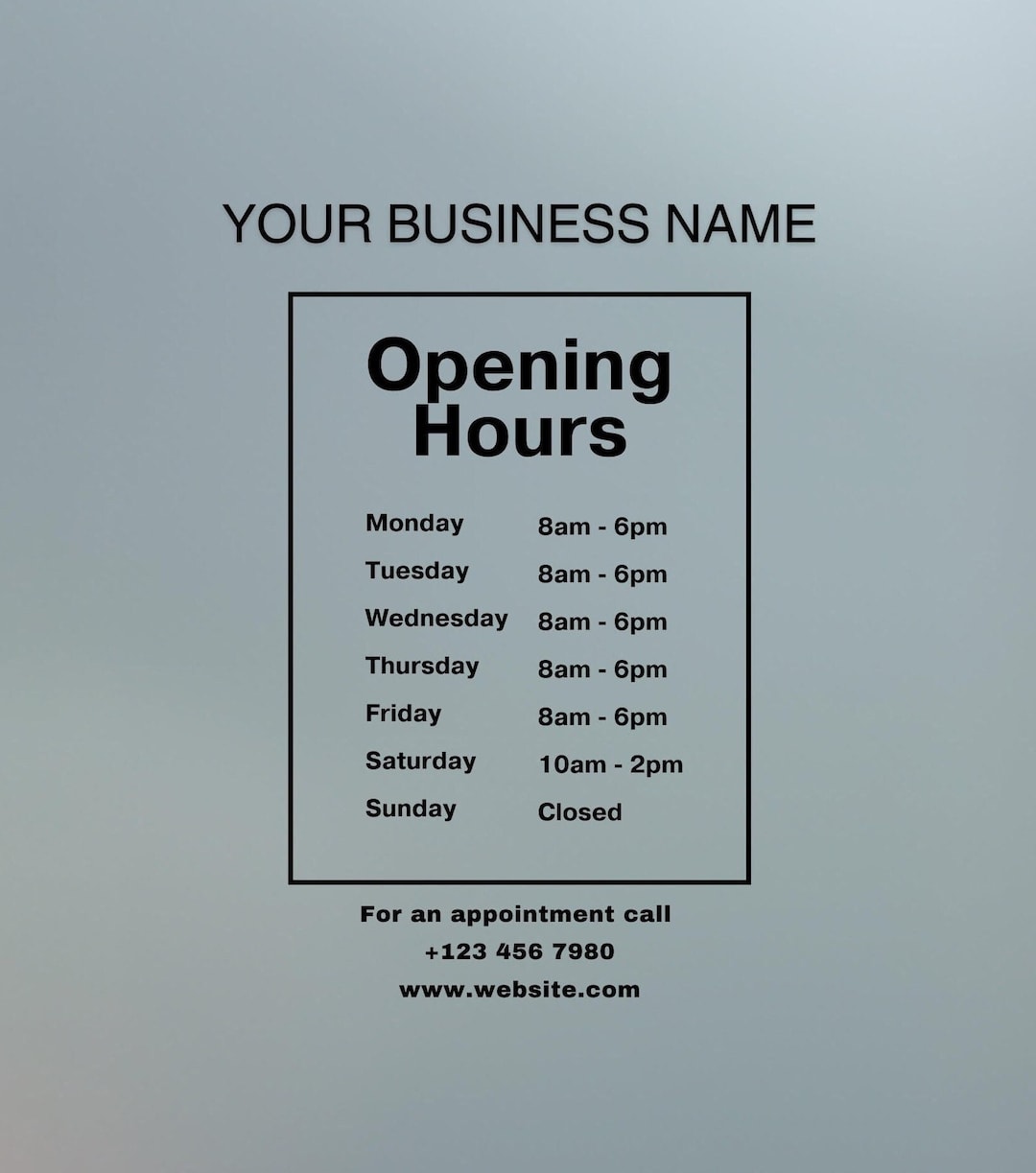 Office Hours Decal Custom Hour Decal store Hours Sign Custom Storefront ...