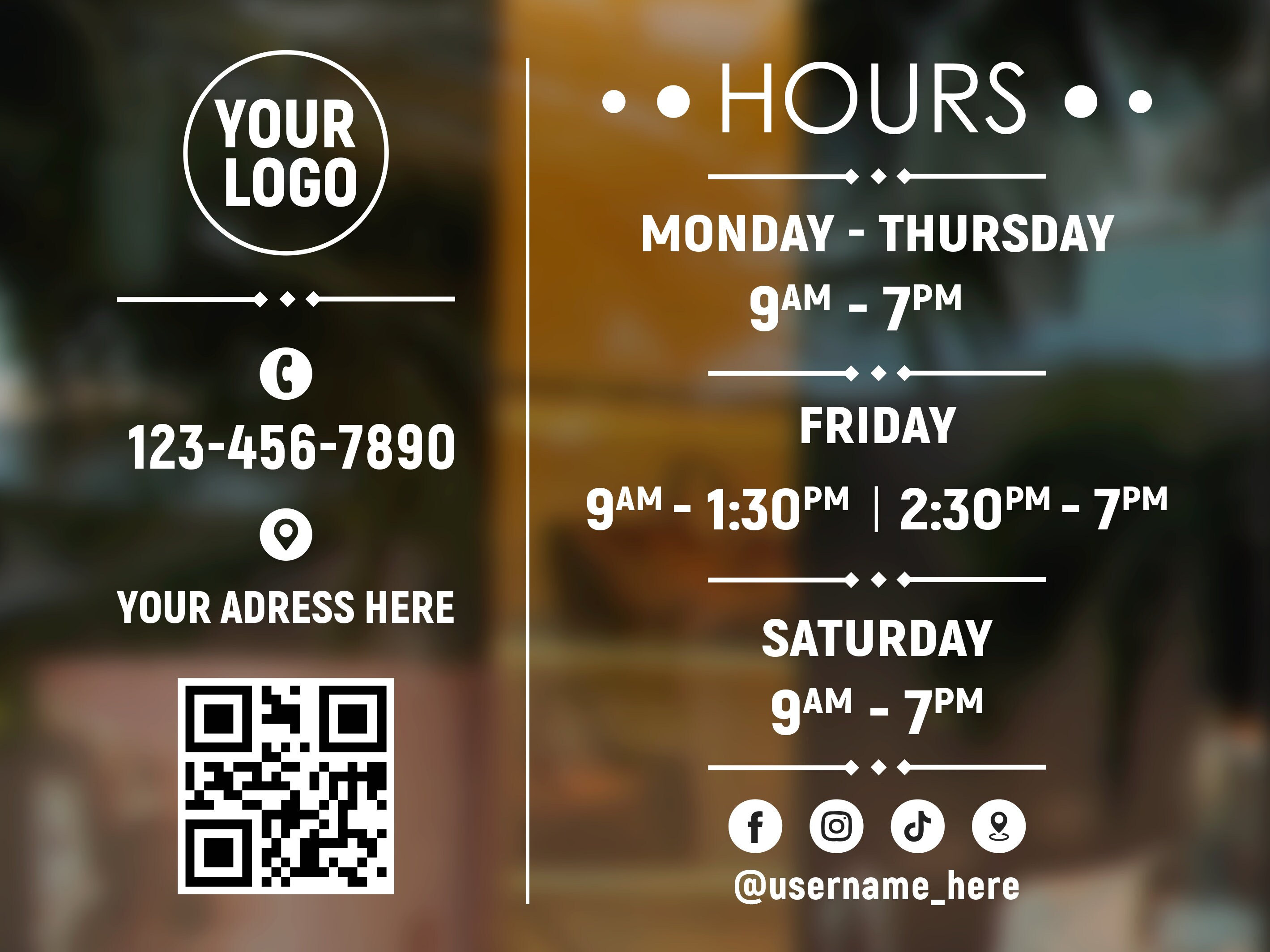Shop Hours Decal With Logo Custom Decal With QR Code - Etsy