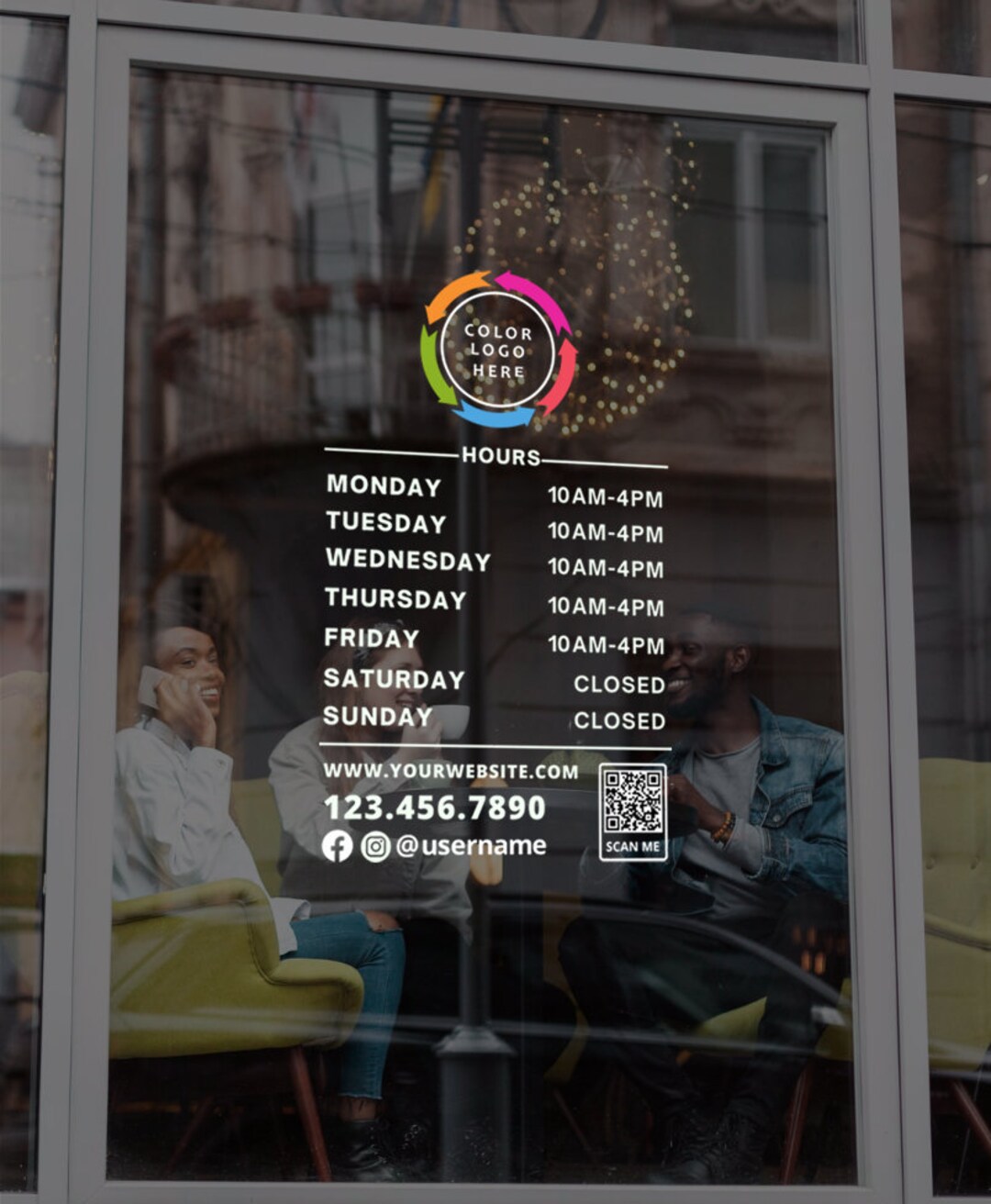 Shop Hours Decal window Decals Storefront Hours Decal With - Etsy