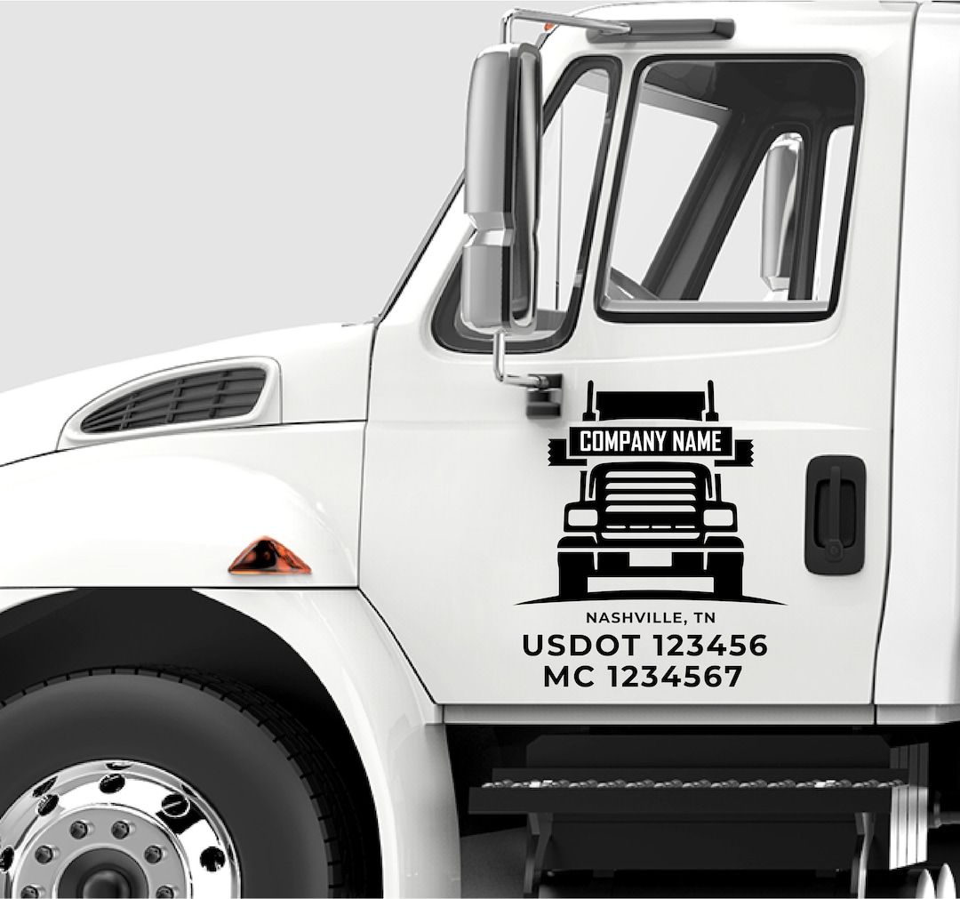 Pair of 2- US DOT Truck Decal, Truck Lettering, Company Name, Mc Number ...