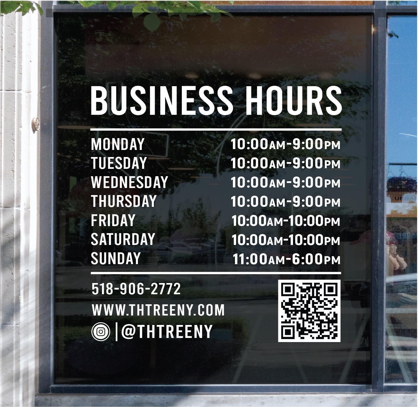 Store Hours Decal - Custom Hour Decal -hours With QR Code - Custom ...