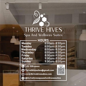 Shop Hours Decal - Attractive Storefront Hours Decal - Glass Door Sign ...