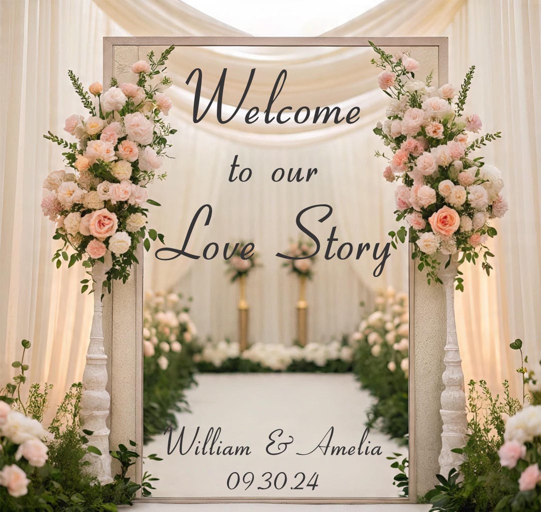 Personalized Wedding Welcome Sign Decal, Custom Names, DIY Mirror ...