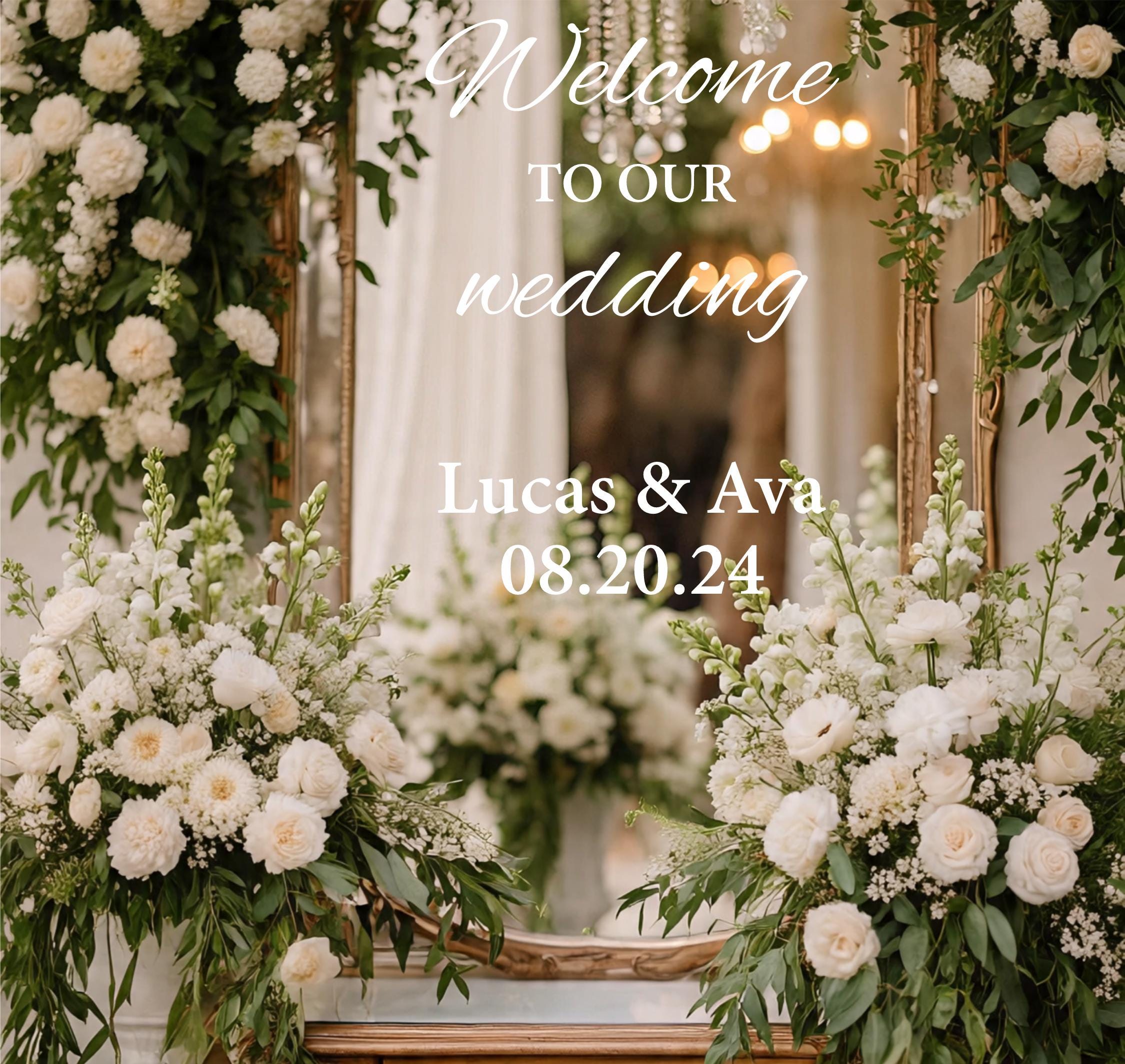 Personalized Wedding Welcome Sign Decal, Custom Names, DIY Mirror ...
