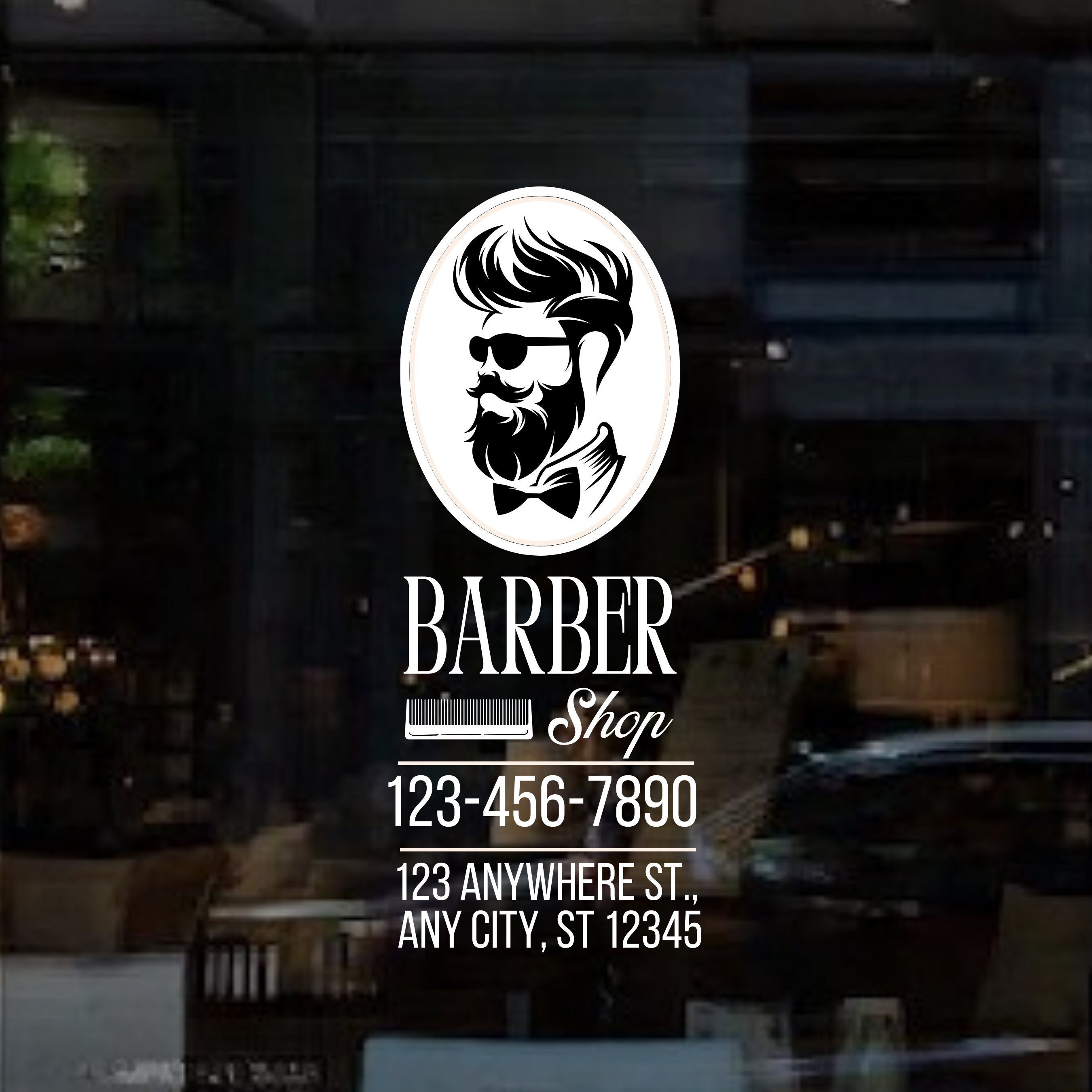 Barbershop Interior Decor Barber Shop Window Sign Decals & Stickers ...