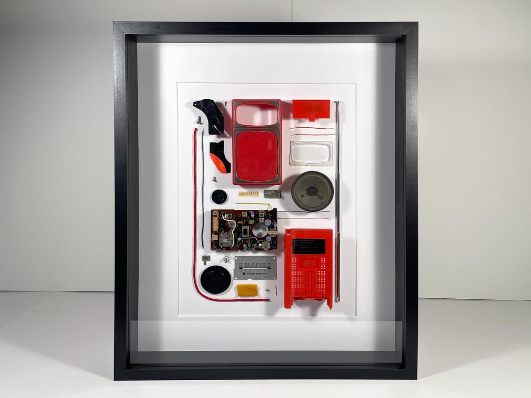 National Panasonic FM/AM Radio Disassembled Tear Down Framed Knolled ...