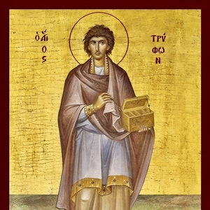 Saint Tryphon- Greek Orthodox Catholic Christian Byzantine Wooden Icon ...