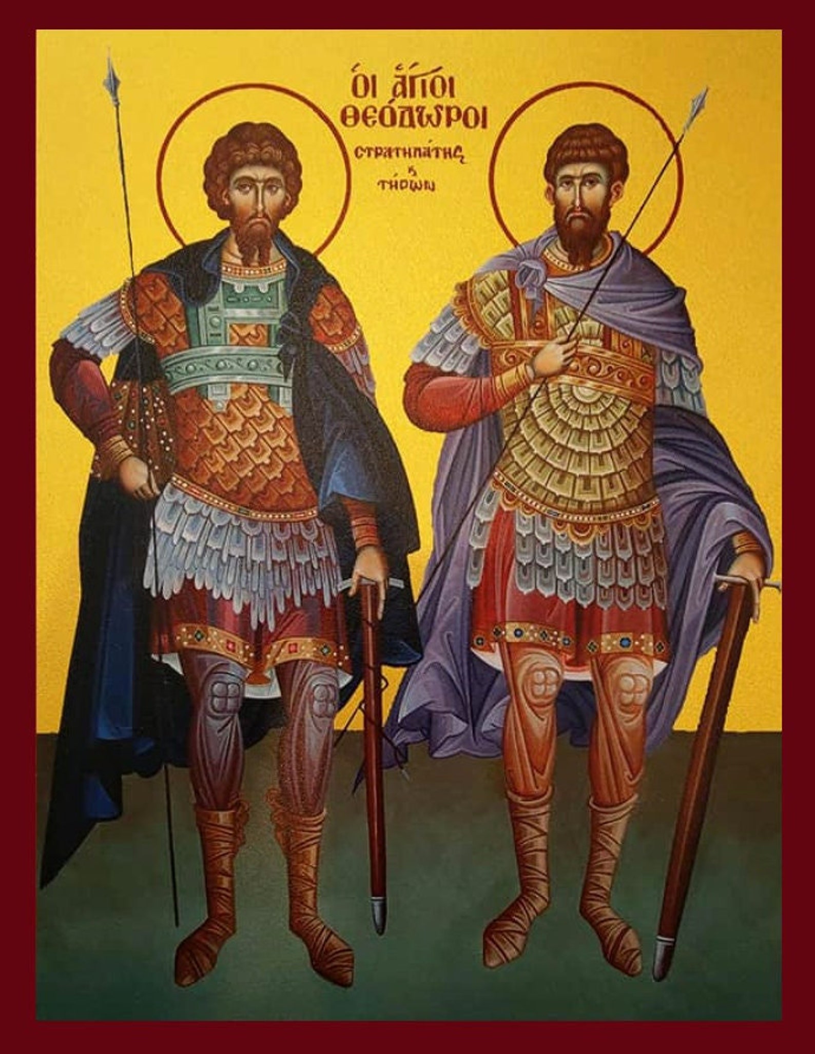 Saints Theodore - Greek Orthodox Catholic Christian Byzantine Wooden ...