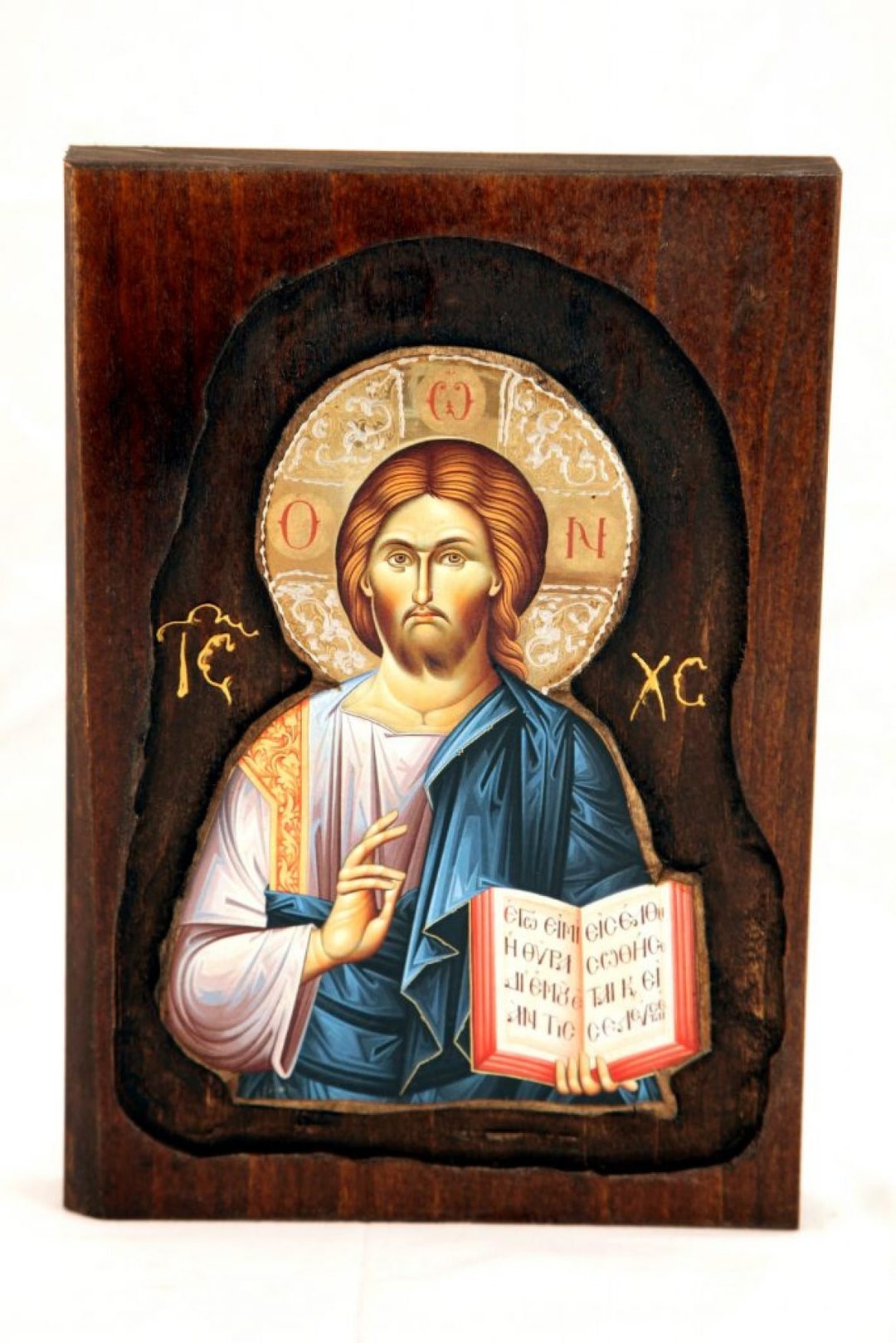 Jesus Christ Greek Orthodox Catholic Christian Byzantine Wooden Icon ...
