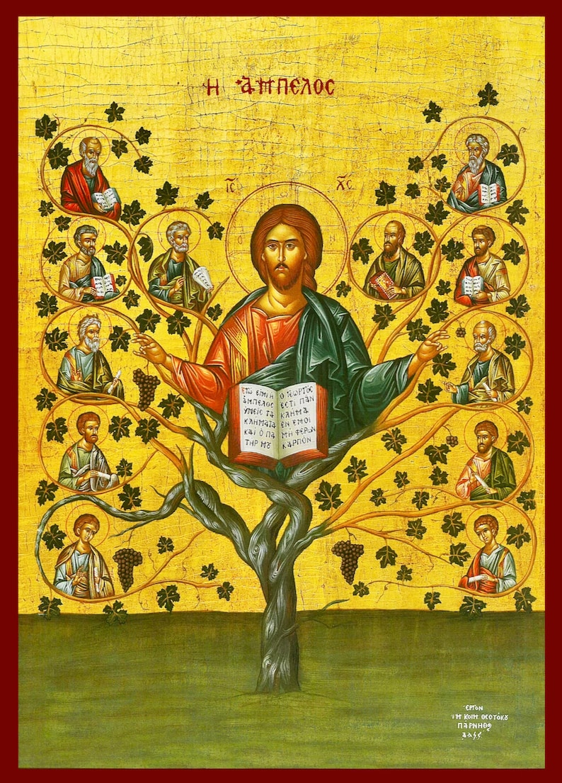 The True Vine- Greek Orthodox Catholic Christian Byzantine Wooden Icon ...