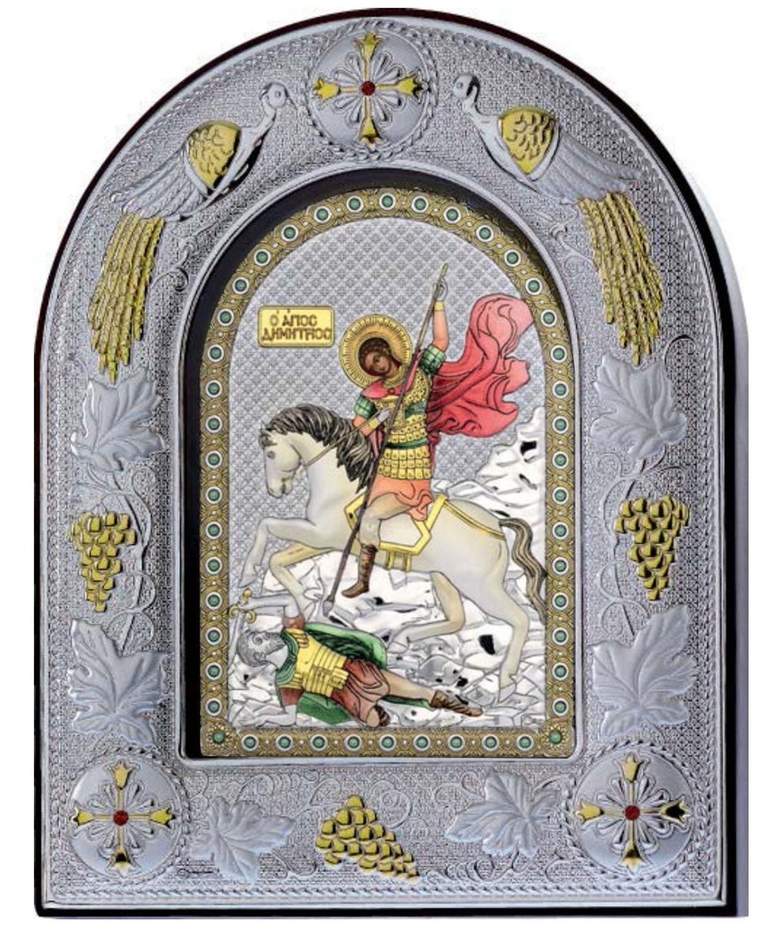 Saint Demetrius - Greek Orthodox Catholic Byzantine Christian-silver ...
