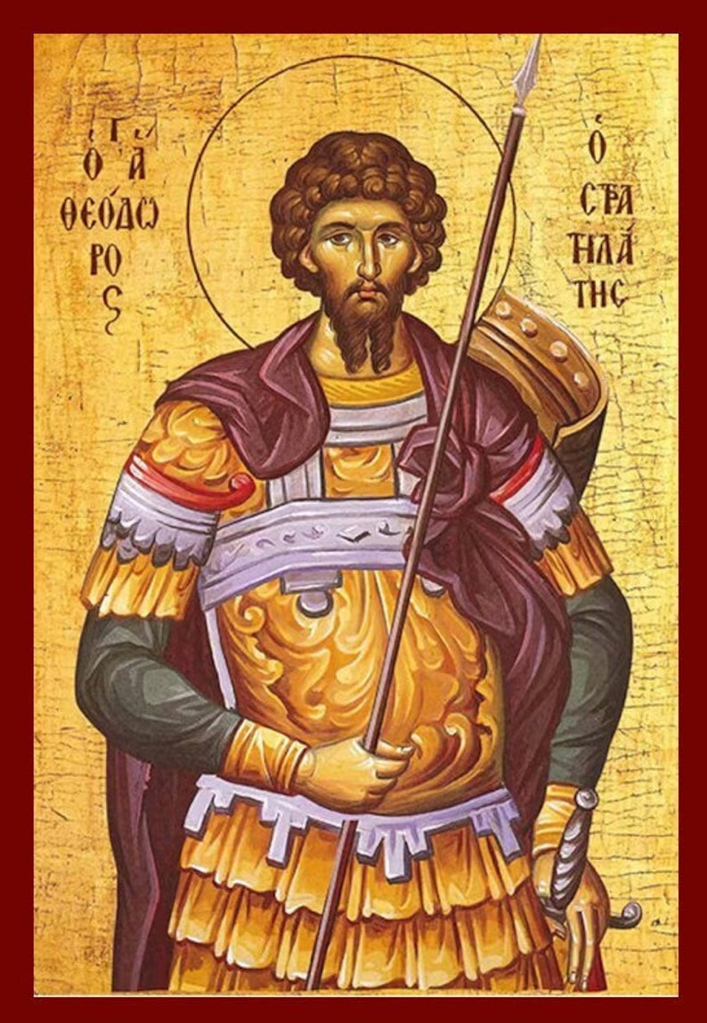 Saint Theodore - Greek Orthodox Catholic Christian Byzantine Wooden Icon - Etsy
