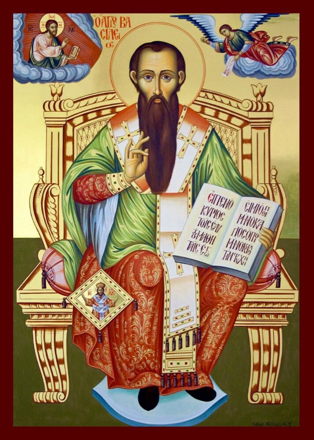 Saint Basil - Greek Orthodox Catholic Christian Byzantine Wooden Icon ...