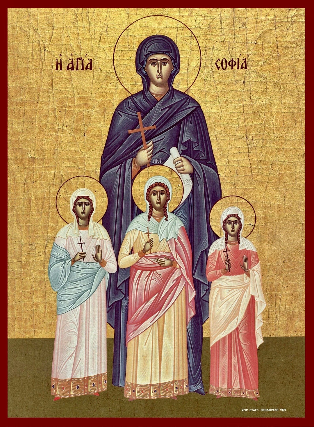 Saint Sofia With Her Daughters - Greek Orthodox Catholic Christian ...