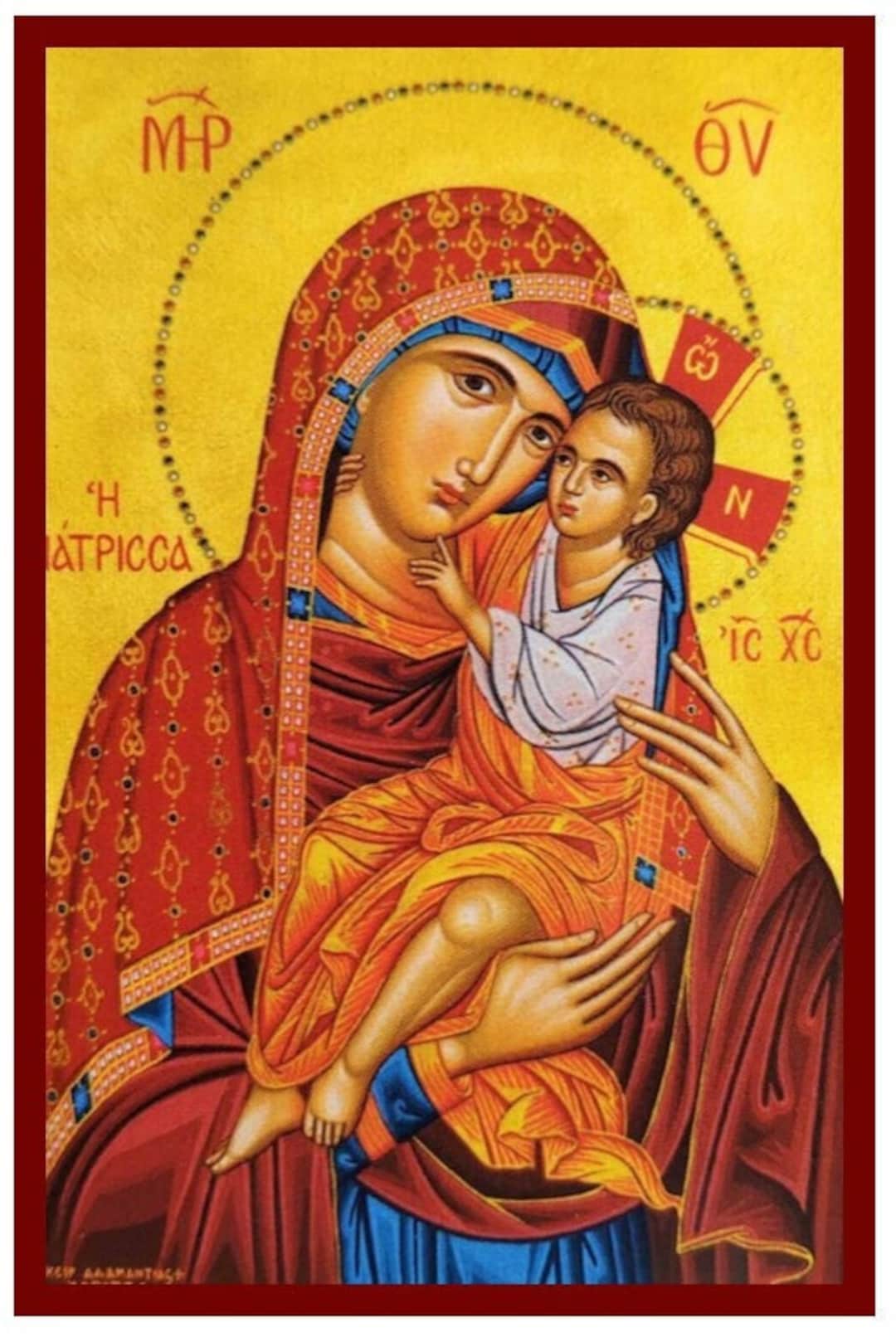Virgin Mary With Jesus Christ as a Child Greek Orthodox - Etsy