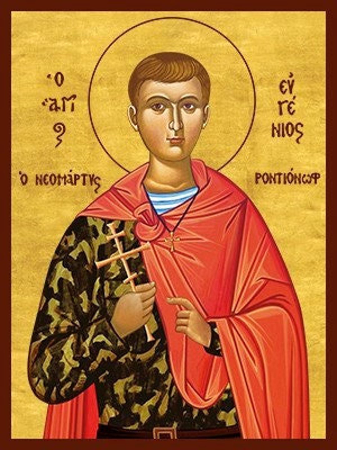 Saint Eugenios- Greek Orthodox Catholic Christian Byzantine Wooden Icon ...