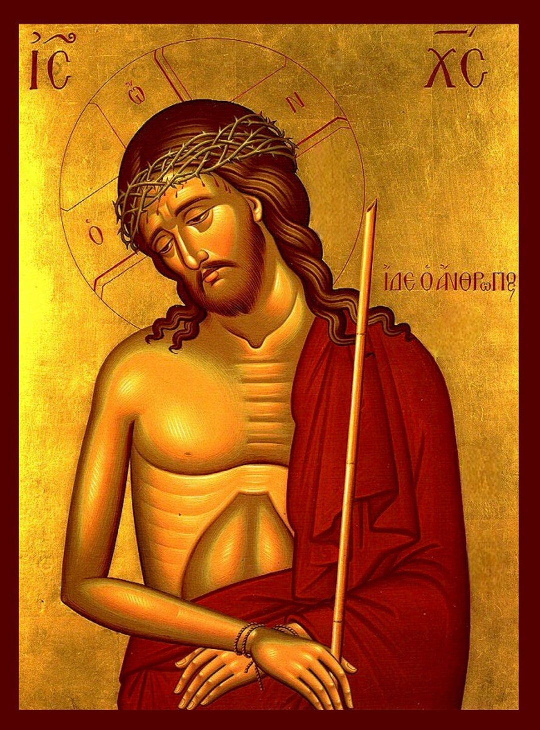 Jesus Christ- Greek Orthodox Catholic Christian Byzantine Wooden Icon ...