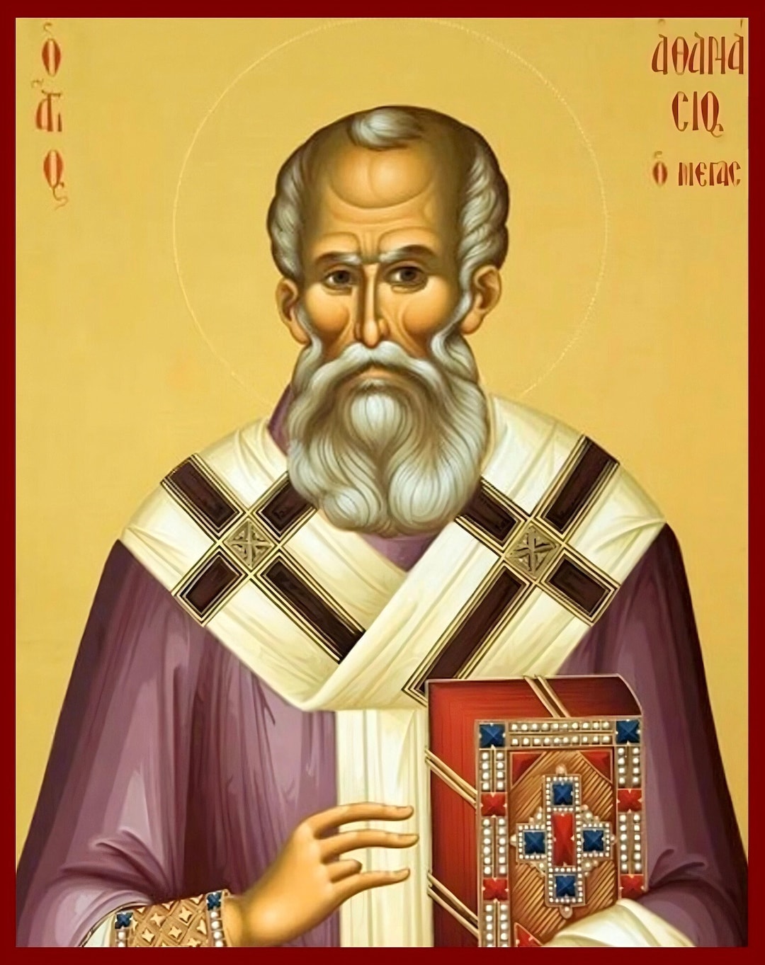 Saint Athanasius- Greek Orthodox- Catholic Christian Byzantine Wooden ...