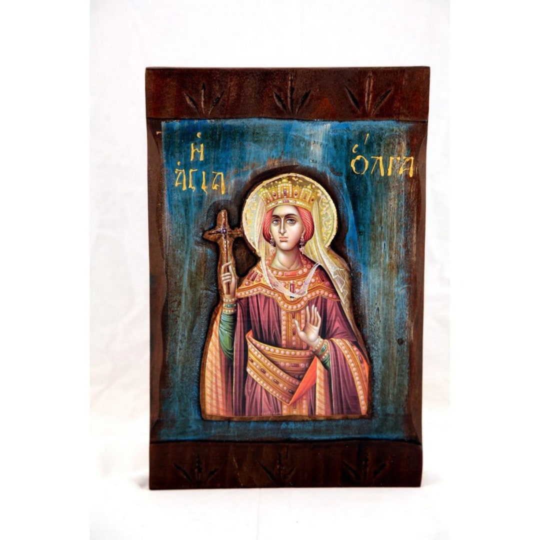 Saint Olga-greek Orthodox Catholic Christian Byzantine Wooden Icon ...