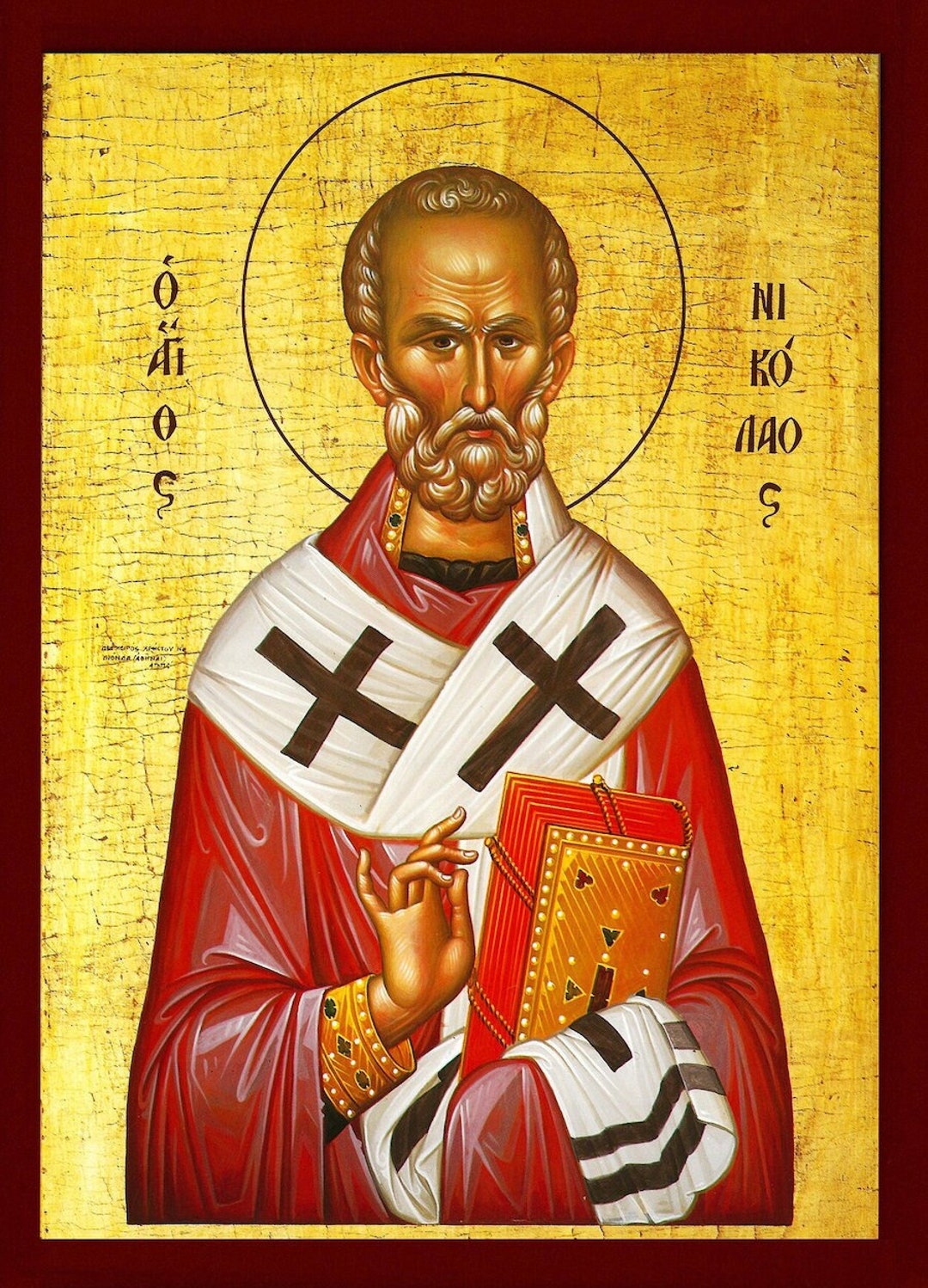 Saint Nicholas- Greek Orthodox Catholic Christian Byzantine Wooden Icon ...