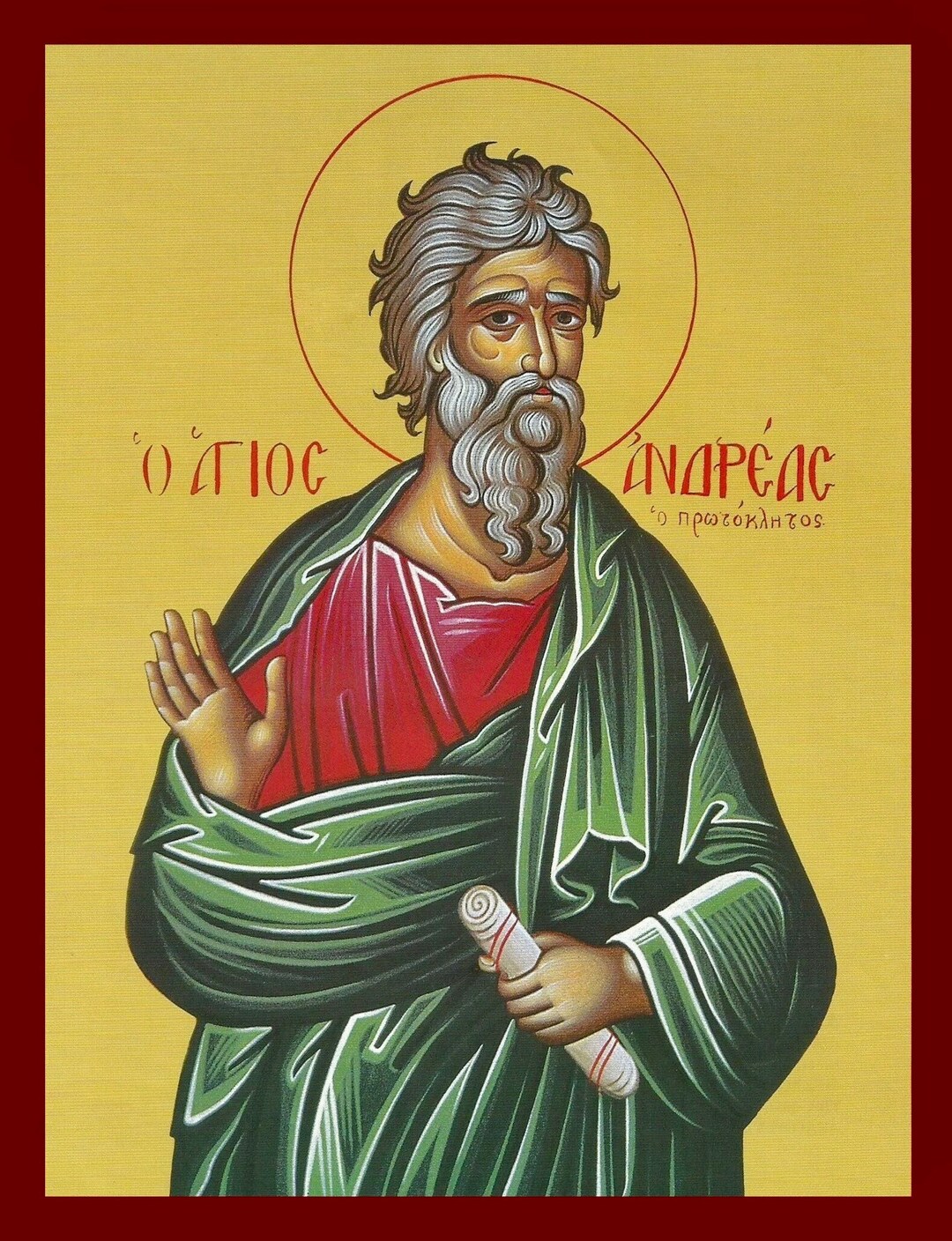 Saint Andrew - Greek Orthodox Catholic Christian Byzantine Wooden Icon ...