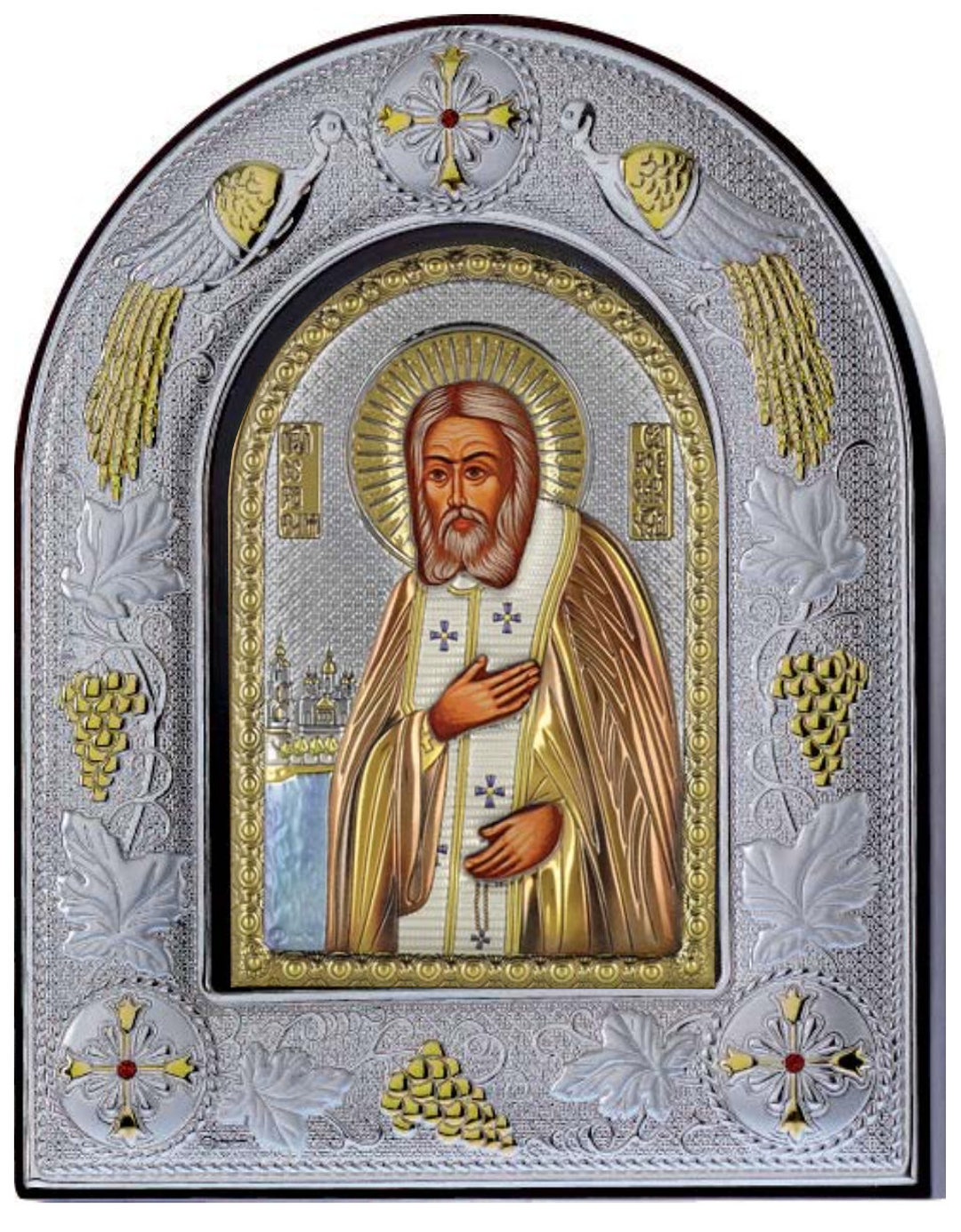 Saint Seraphim - Greek Orthodox Catholic Byzantine Christian-silver ...