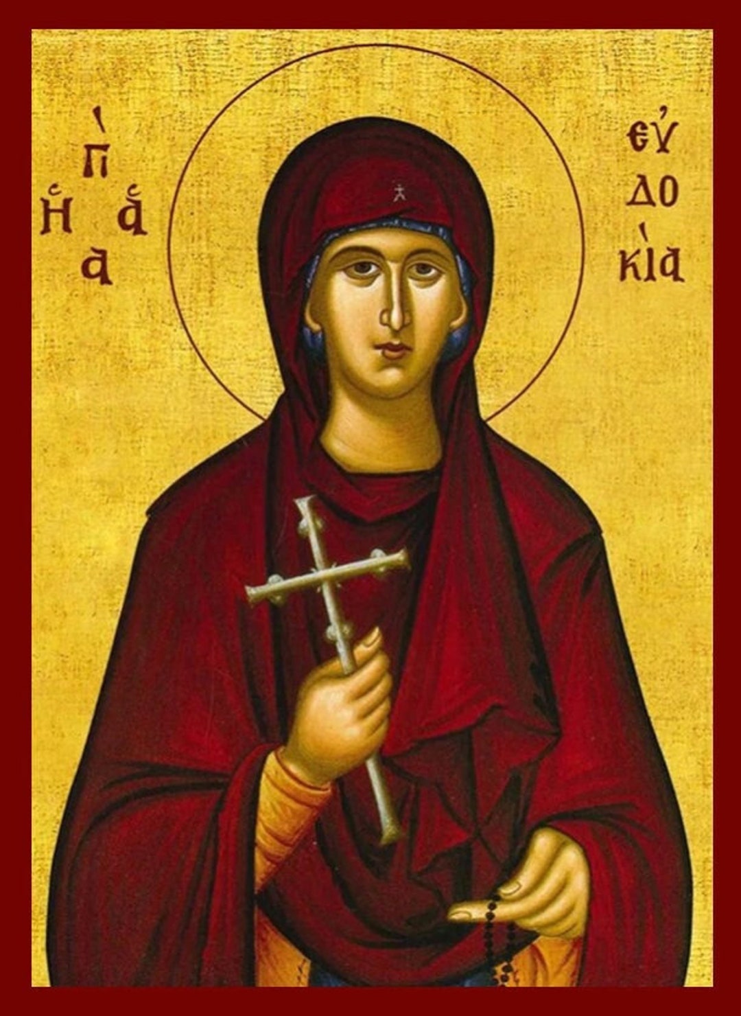 Saint Eudokia- Greek Orthodox Catholic Christian Byzantine Wooden Icon ...