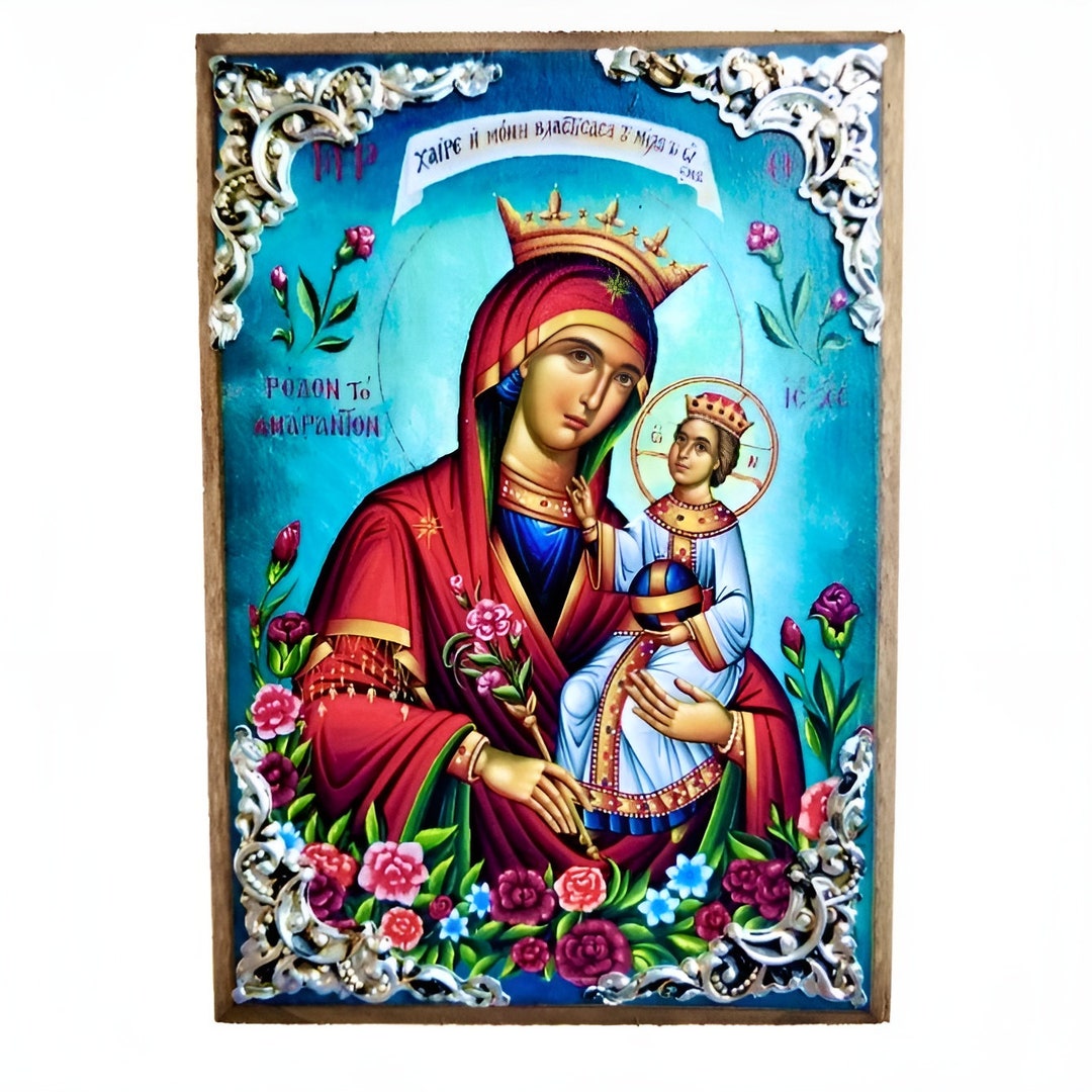 Blessed Virgin Mary With Jesus Christ Theotokos Greek Orthodox Catholic ...