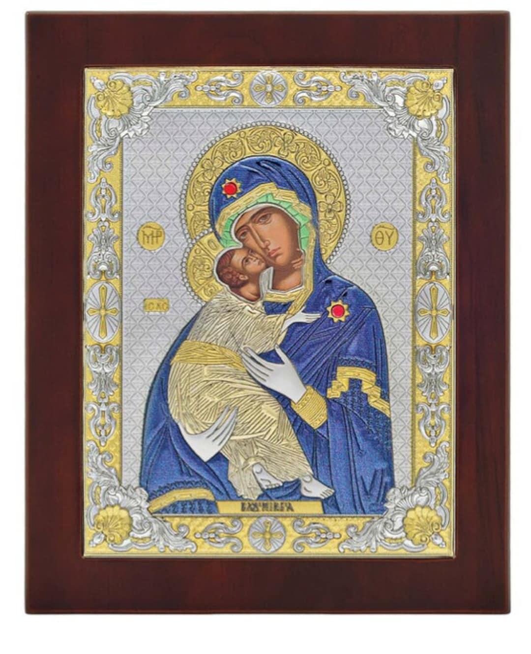Blessed Virgin Mary of Vladimir With Jesus Christ- Theotokos - Greek ...