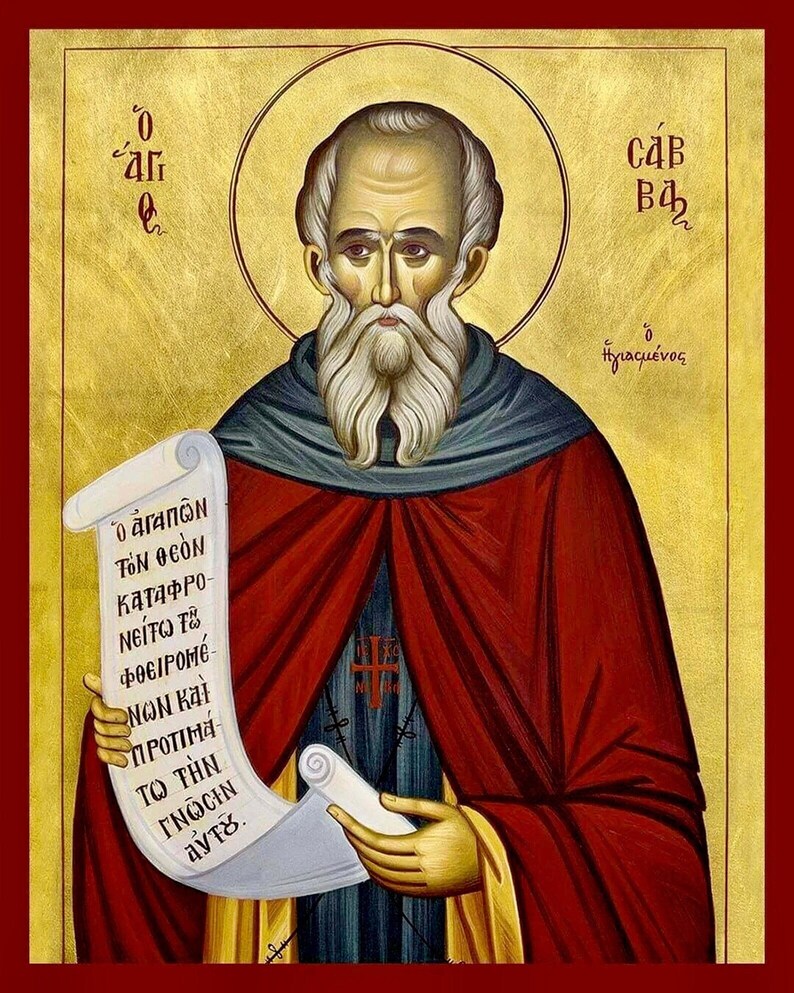 Saint Savvas- Greek Orthodox Catholic Christian Byzantine Wooden Icon ...