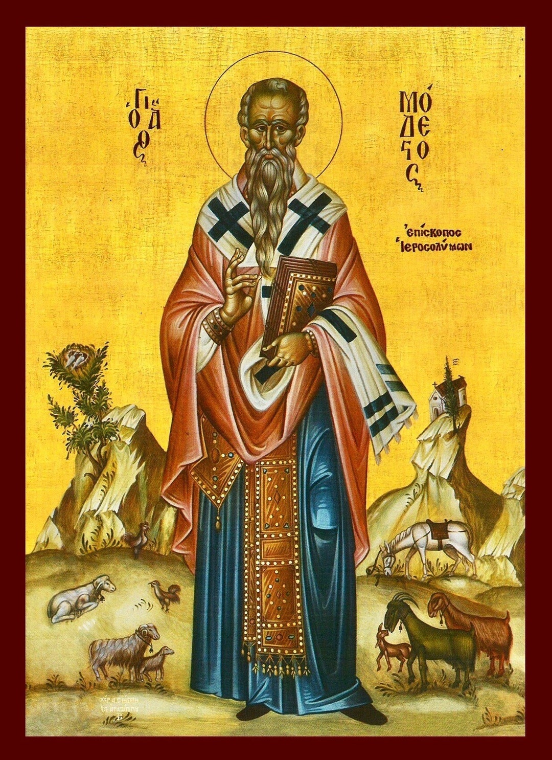 Saint Modestos- Greek Orthodox Catholic Christian Byzantine Wooden Icon ...