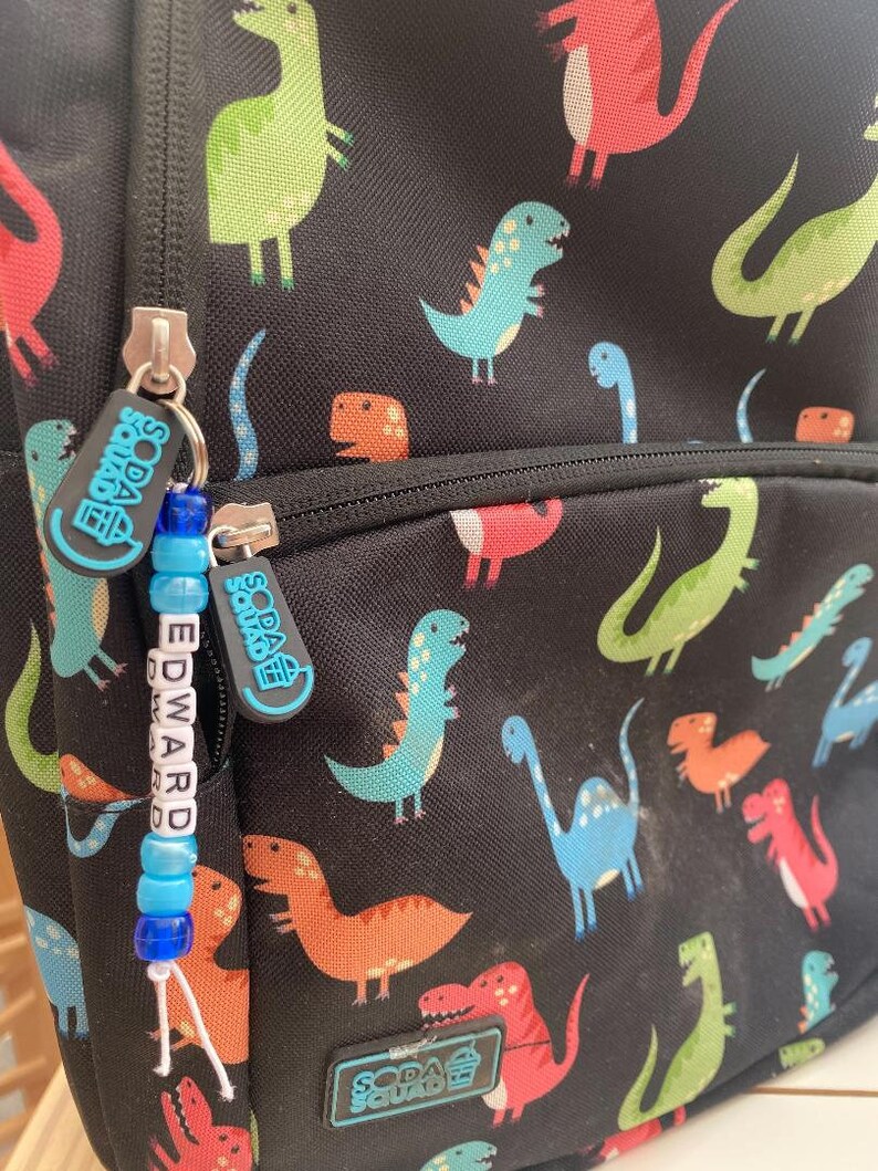 Personalised Name & Word Bead Keyrings Keychain Bag Charms School ...