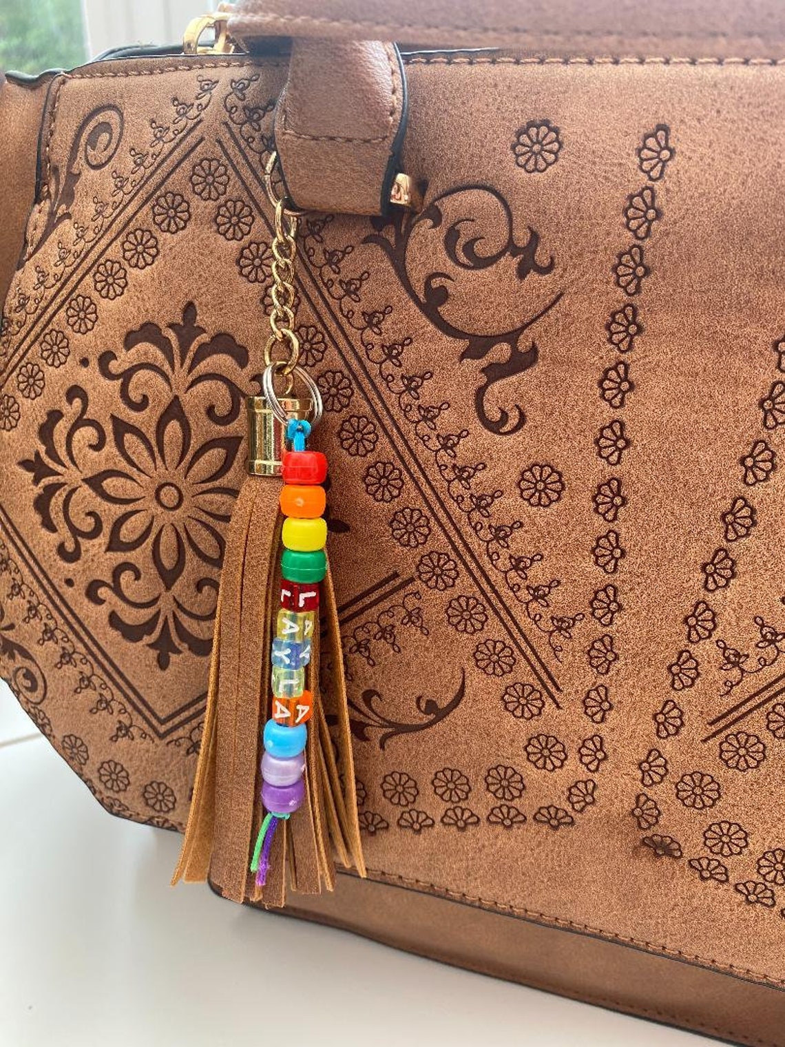 Personalised Name & Word Bead Keyrings Keychain Bag Charms - Etsy