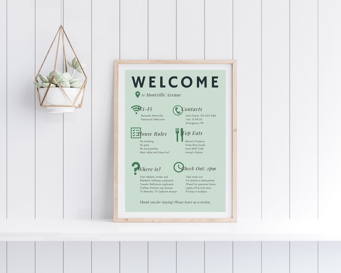 Airbnb Welcome Sign | Airbnb Template | Airbnb Signage | Airbnb Signs ...