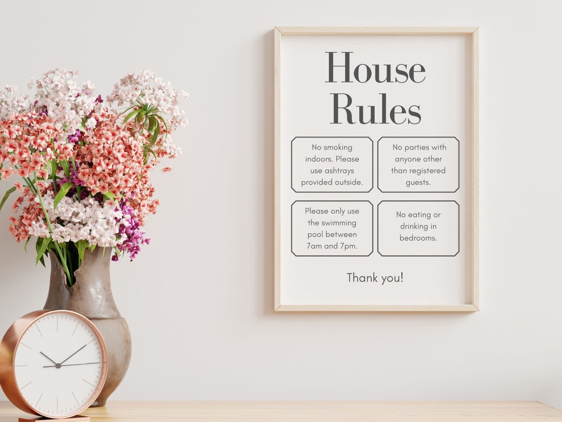 Airbnb House Rules Sign Template | Airbnb Home Rules Sign | Airbnb ...