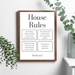 Airbnb House Rules Sign Template | Airbnb Home Rules Sign | Airbnb ...