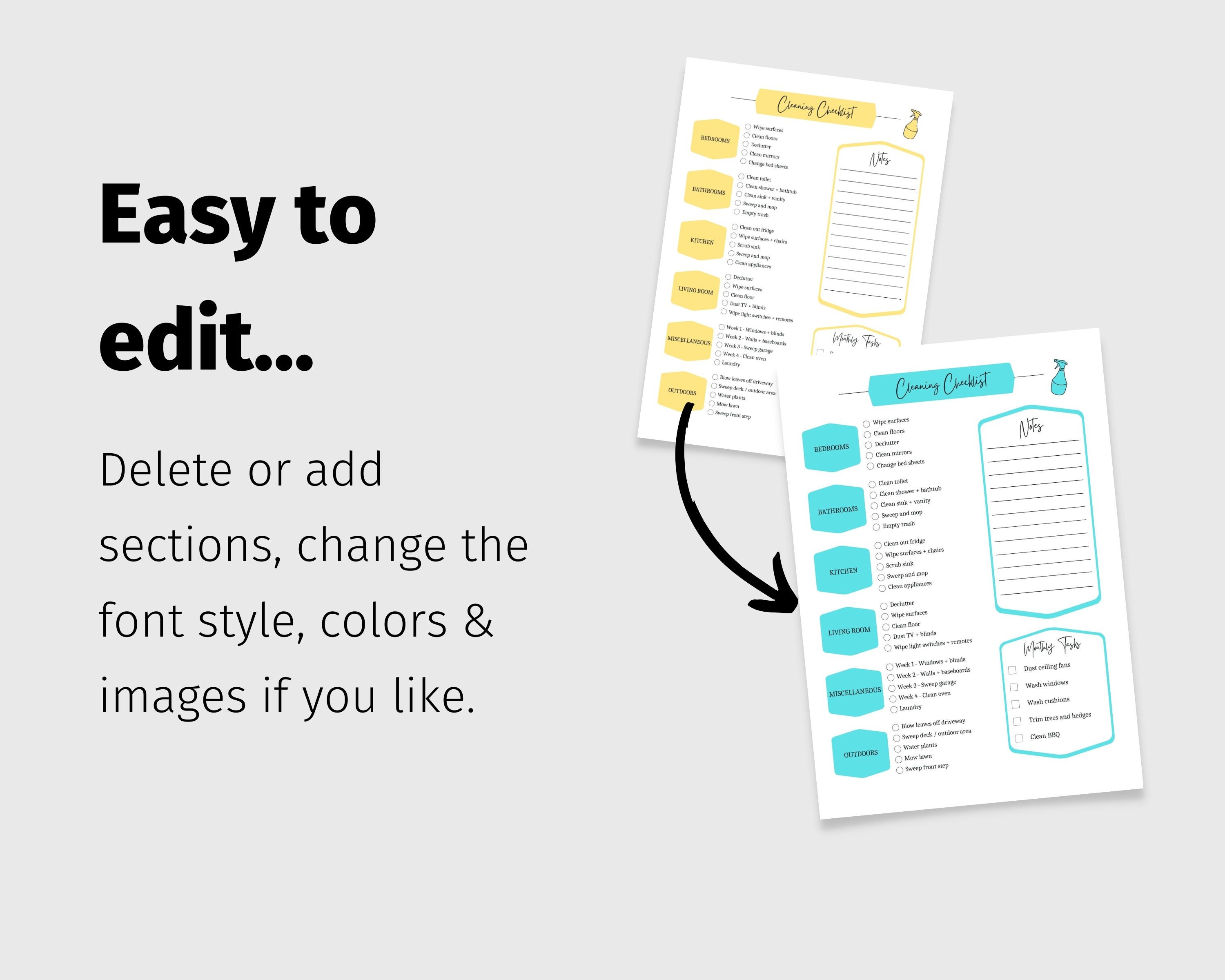 Airbnb Cleaning Checklist Canva | Editable Airbnb Template | Airbnb ...